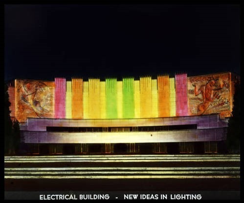 The southern facade of the Electrical Building at night. · Illinois ...